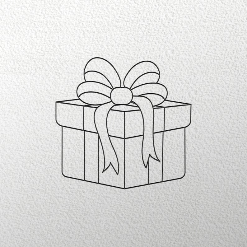 Gift Box Vector Illustration Transparent Back Present Image, Outline ...