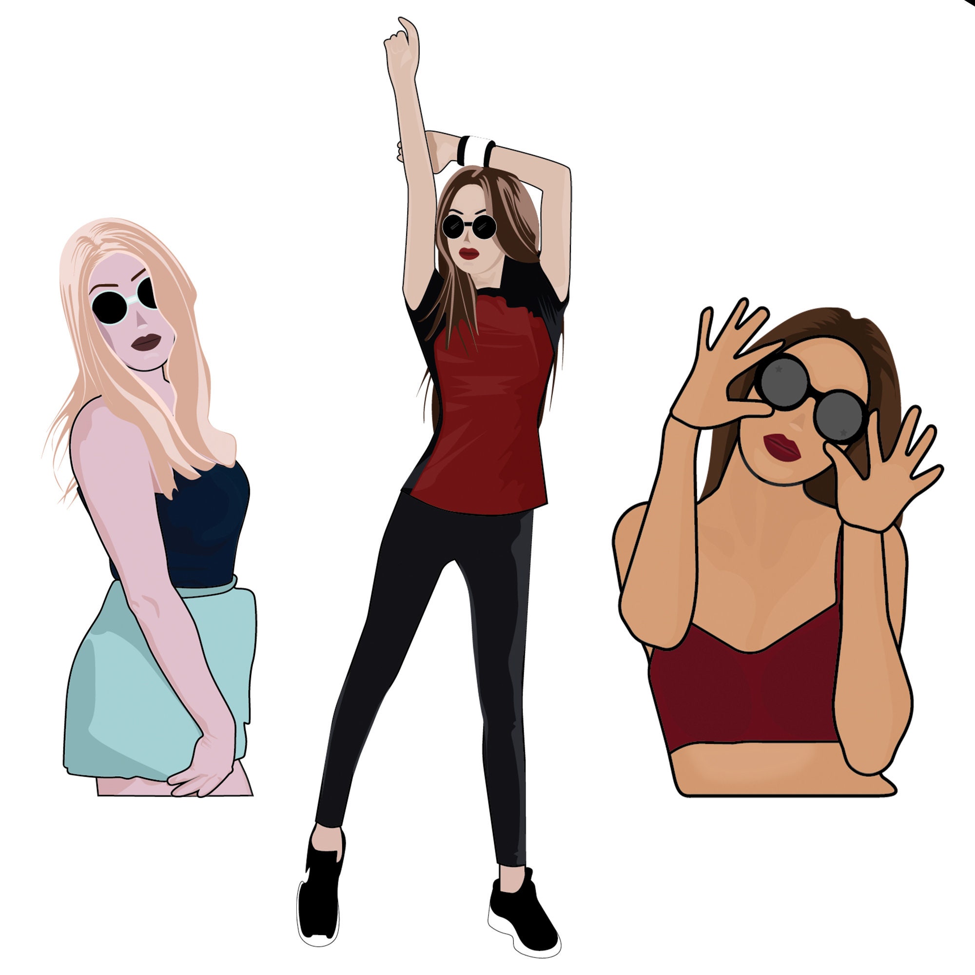 Stylish Woman SVG Bundle, Cool Girl Vector Illustration, Woman Vector ...