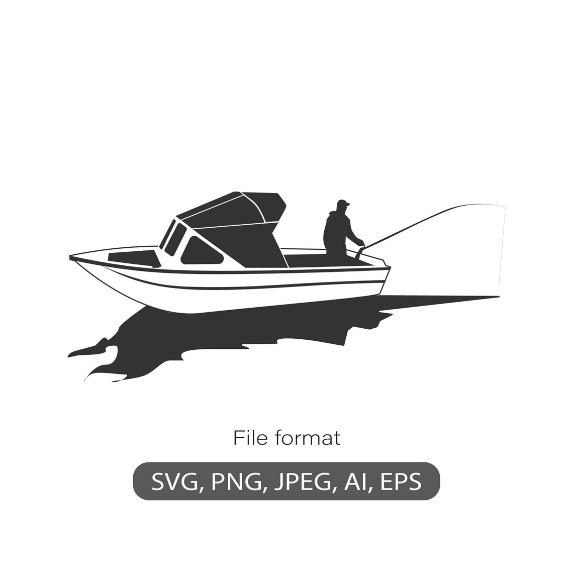 Boat Clipart Svg, Man Standing in a Boat Holding Fishing Rod Silhouette ...