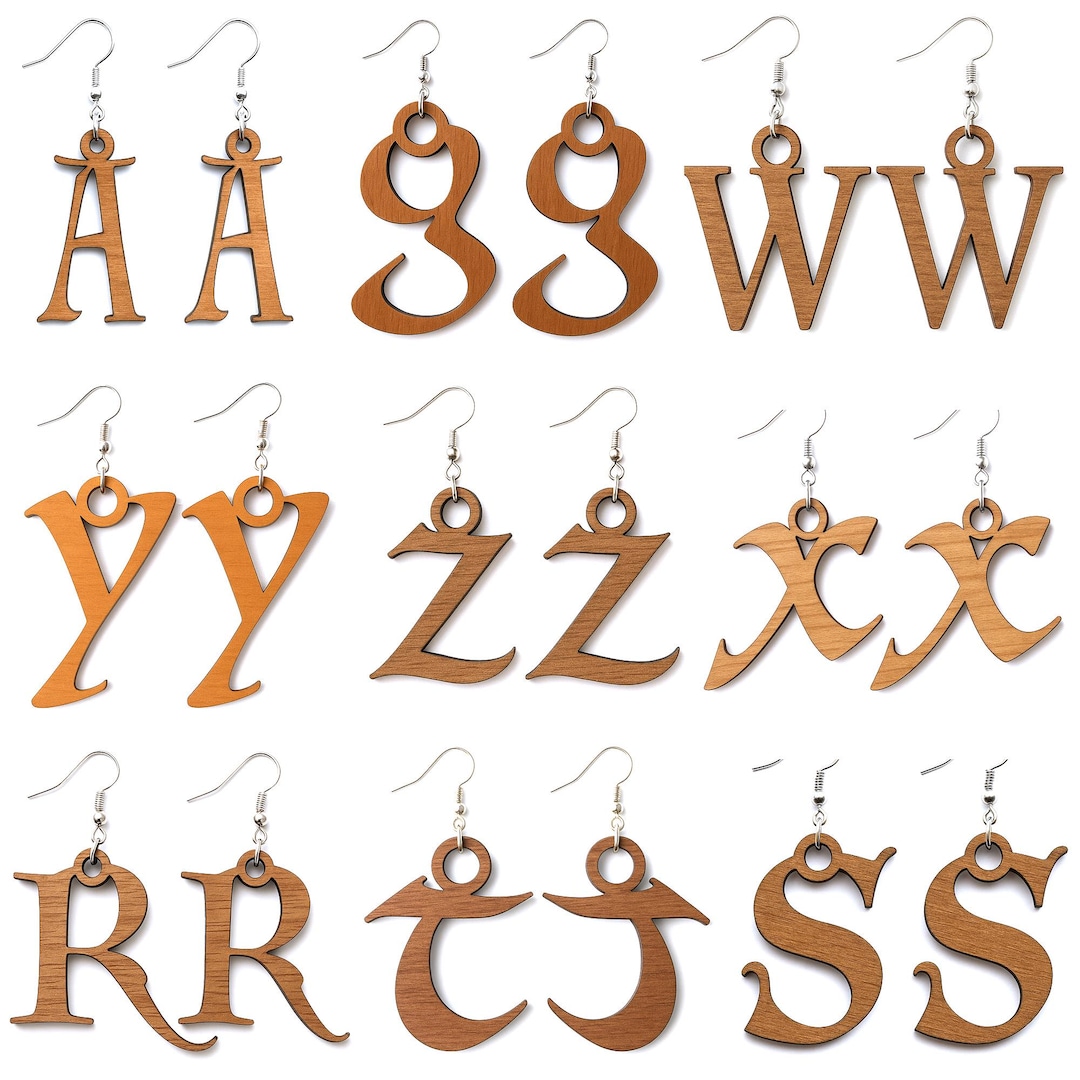 Initials Earrings SVG Bundle Alphabet Earring Laser Files for Cricut ...