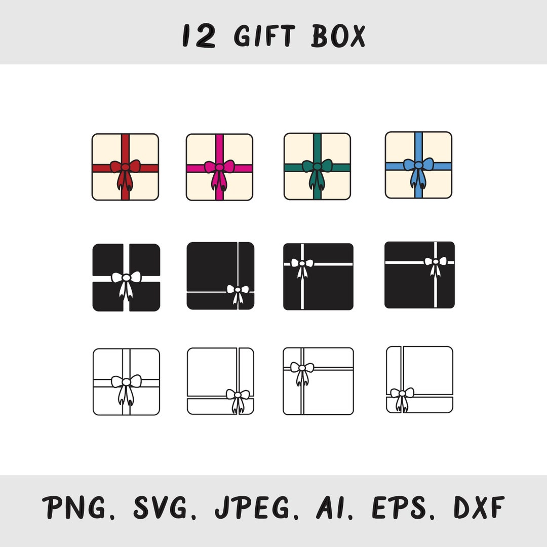 Gift Box Vector Svg, Gift SVG, Gift PNG, Gift Box Clipart for Designing ...