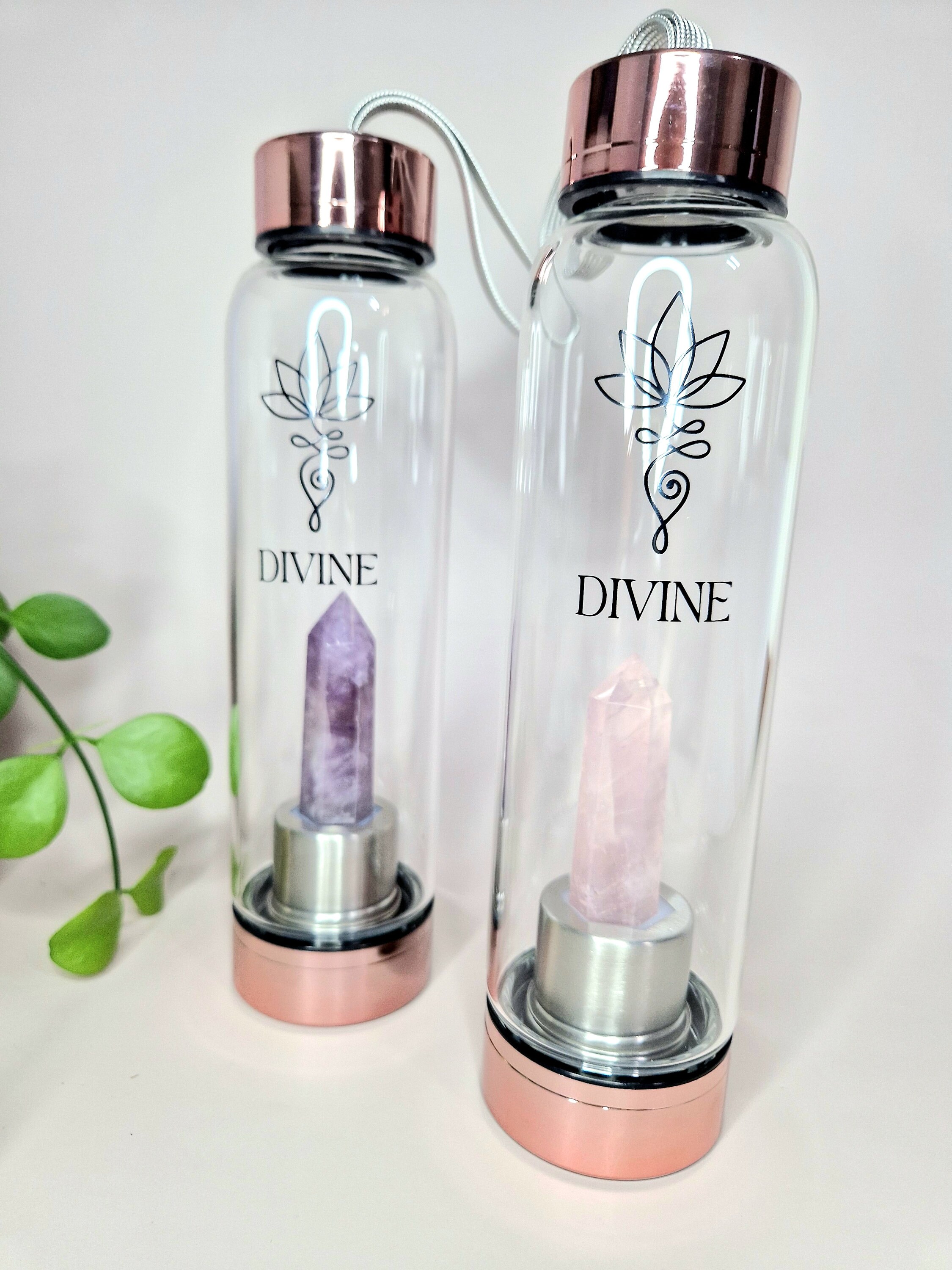 Rose Quartz Crystal Water Bottle Crystal Infused Water Bottle - Etsy