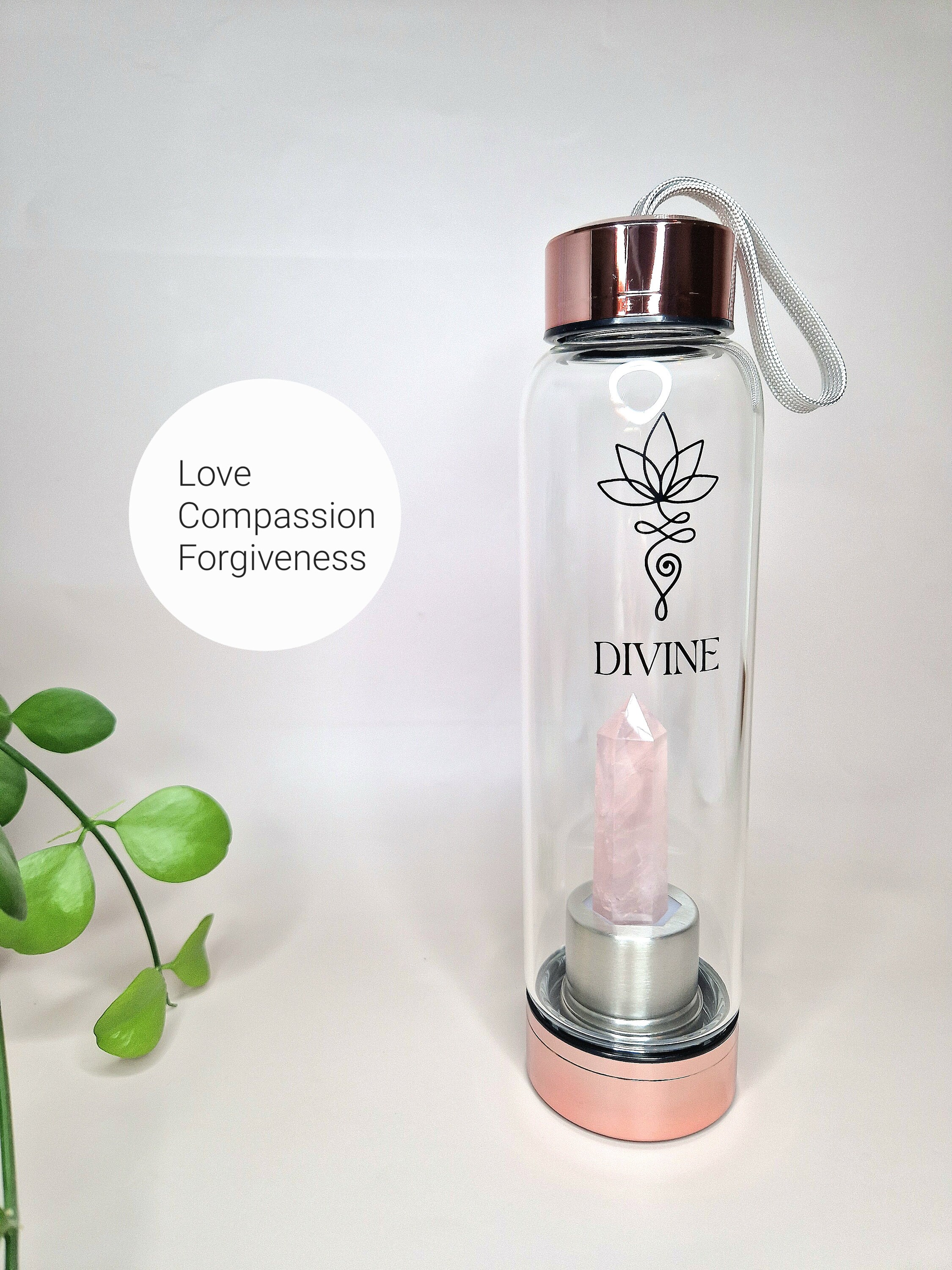 Rose Quartz Crystal Water Bottle Crystal Infused Water Bottle - Etsy