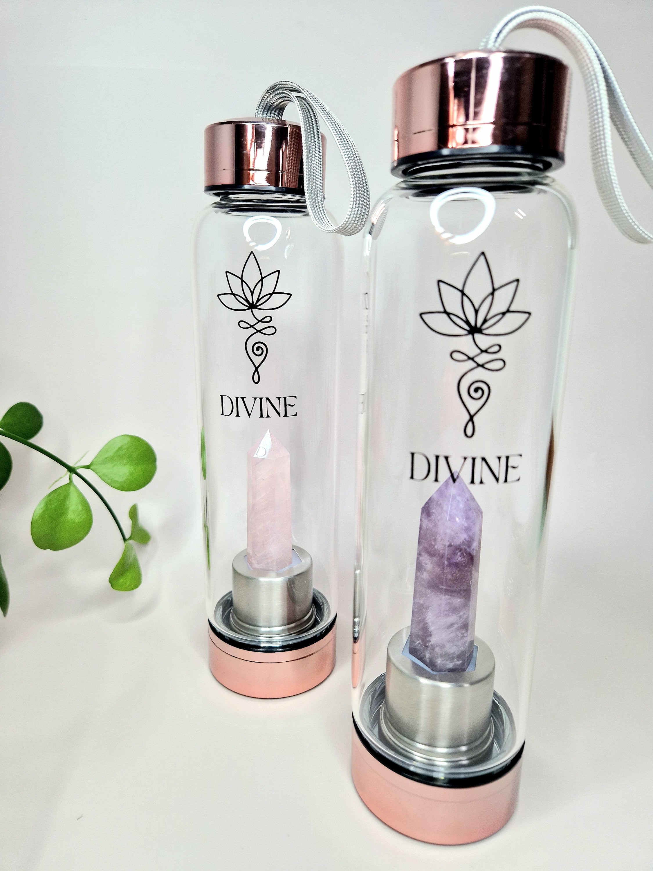 Rose Quartz Crystal Water Bottle Crystal Infused Water Bottle Healing ...
