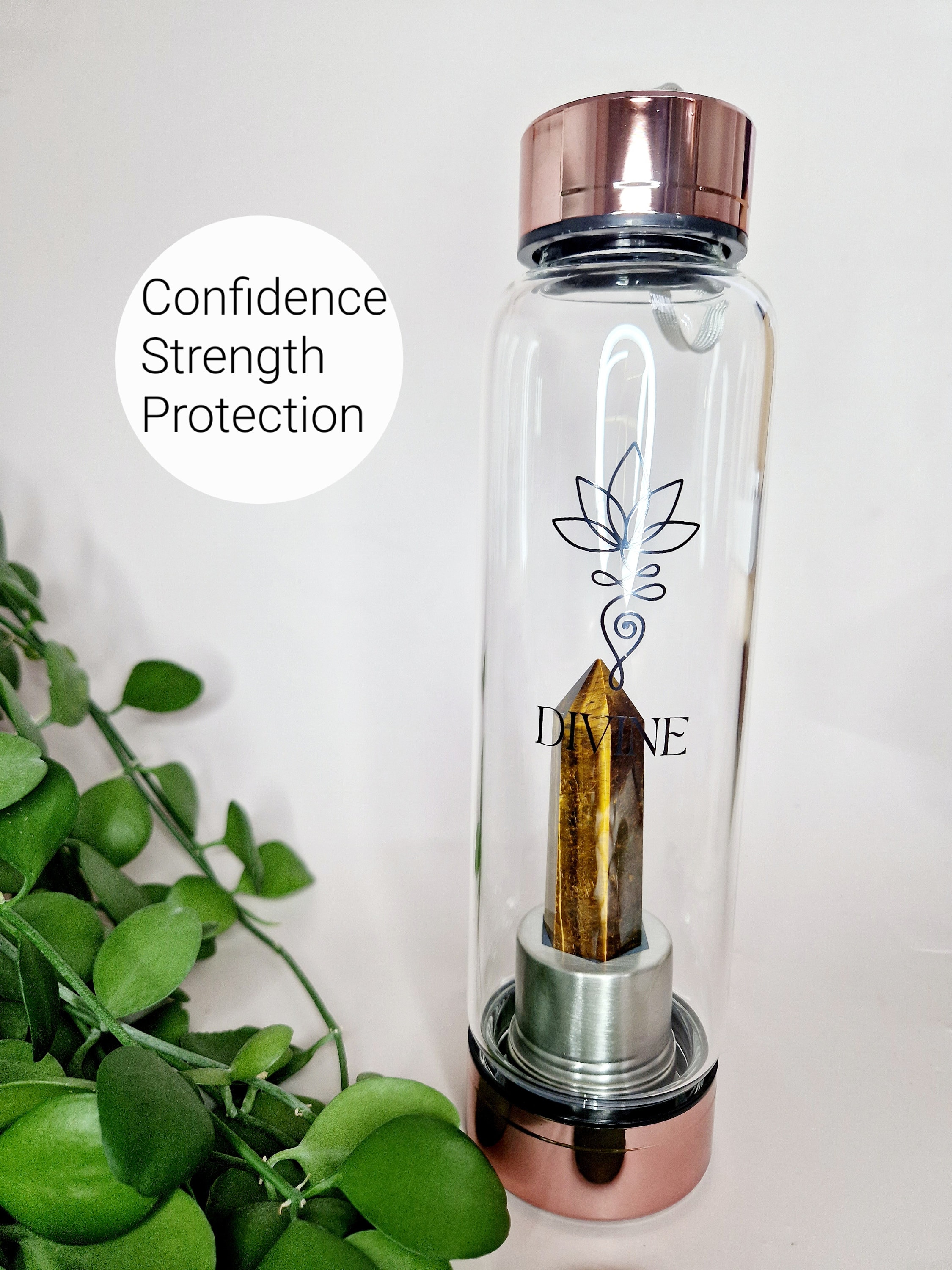 Rose Quartz Crystal Water Bottle Crystal Infused Water Bottle Healing ...