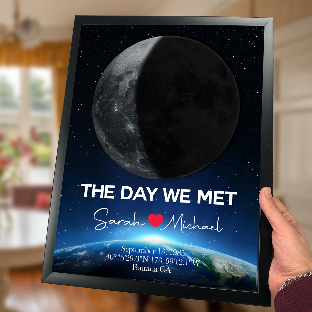 Personalized Moon Phase Map, Anniversary Gift, Celestial Wall Art - Etsy