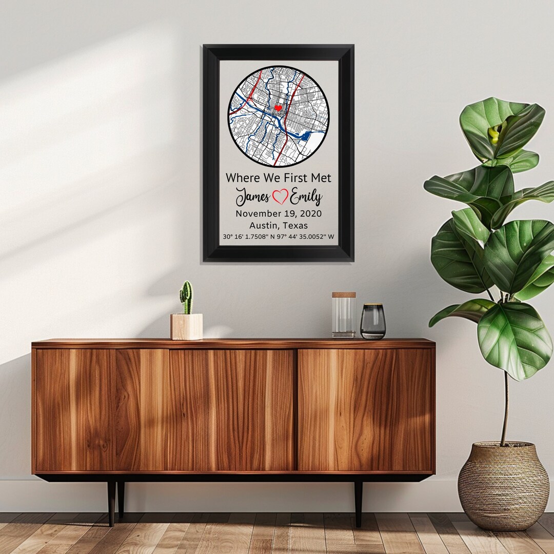 Customizable Where We First Met Map, Personalized City Map Print With ...