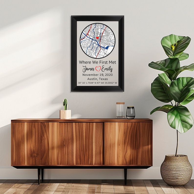 Customizable Where We First Met Map, Personalized City Map Print With ...