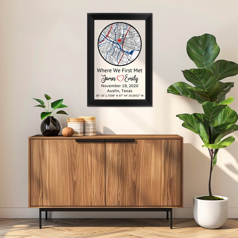Customizable Where We First Met Map, Personalized City Map Print With ...