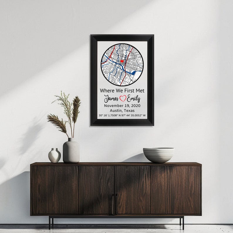 Customizable Where We First Met Map, Personalized City Map Print With ...