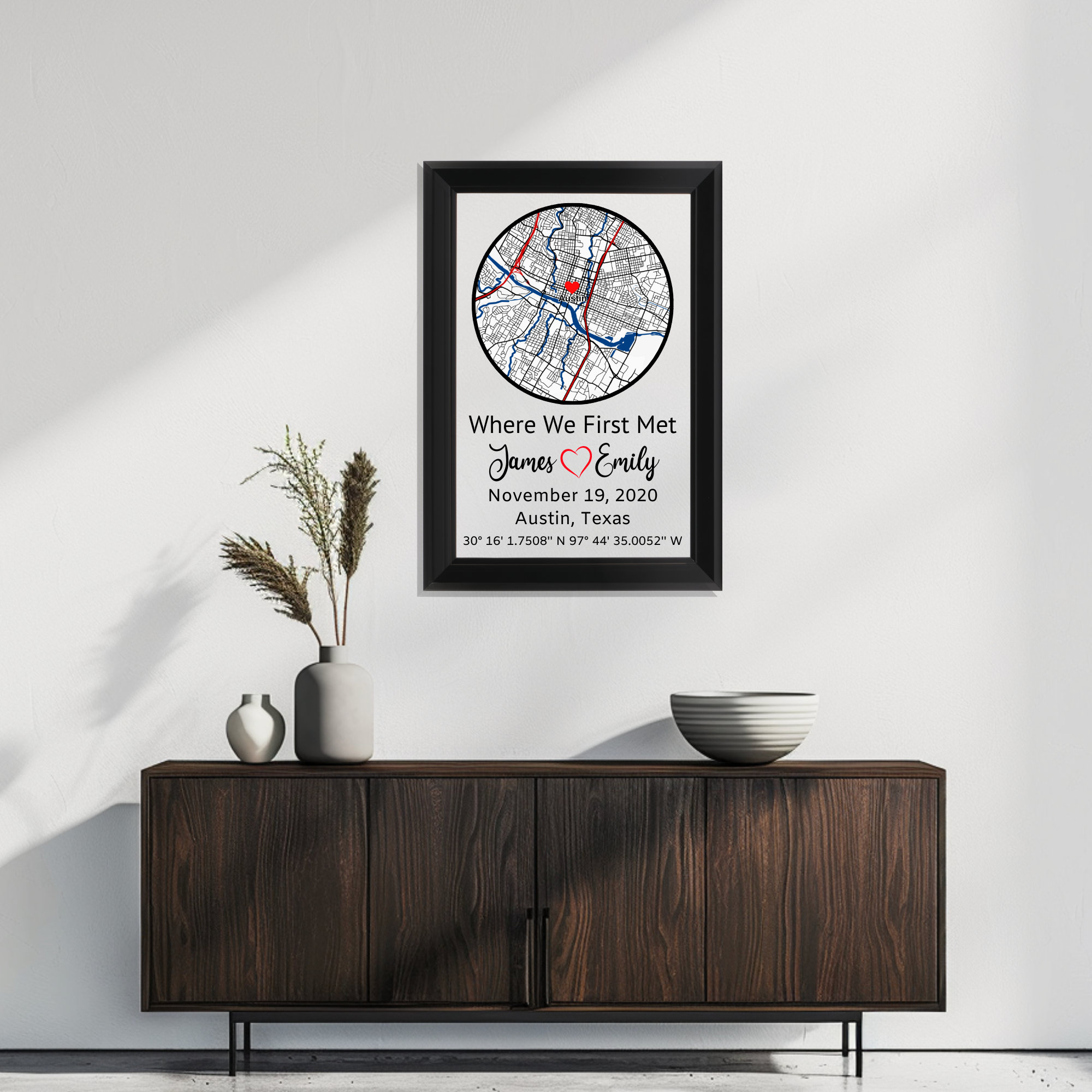 Customizable Where We First Met Map, Personalized City Map Print With ...
