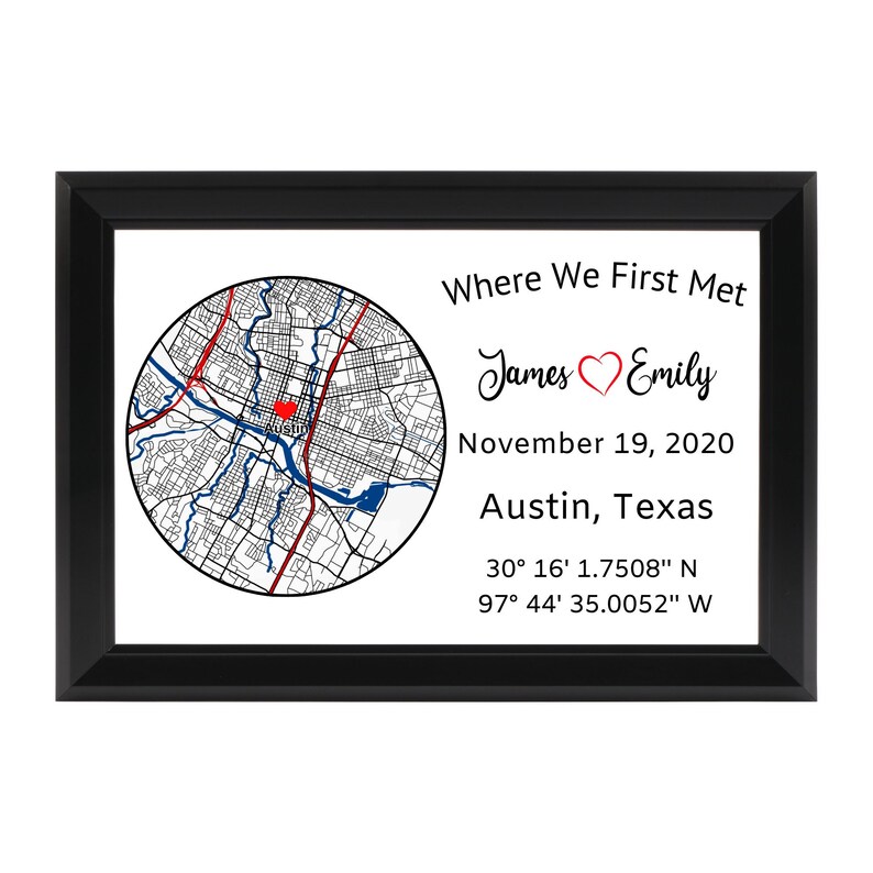 Customizable Where We First Met Map, Personalized City Map Print With ...