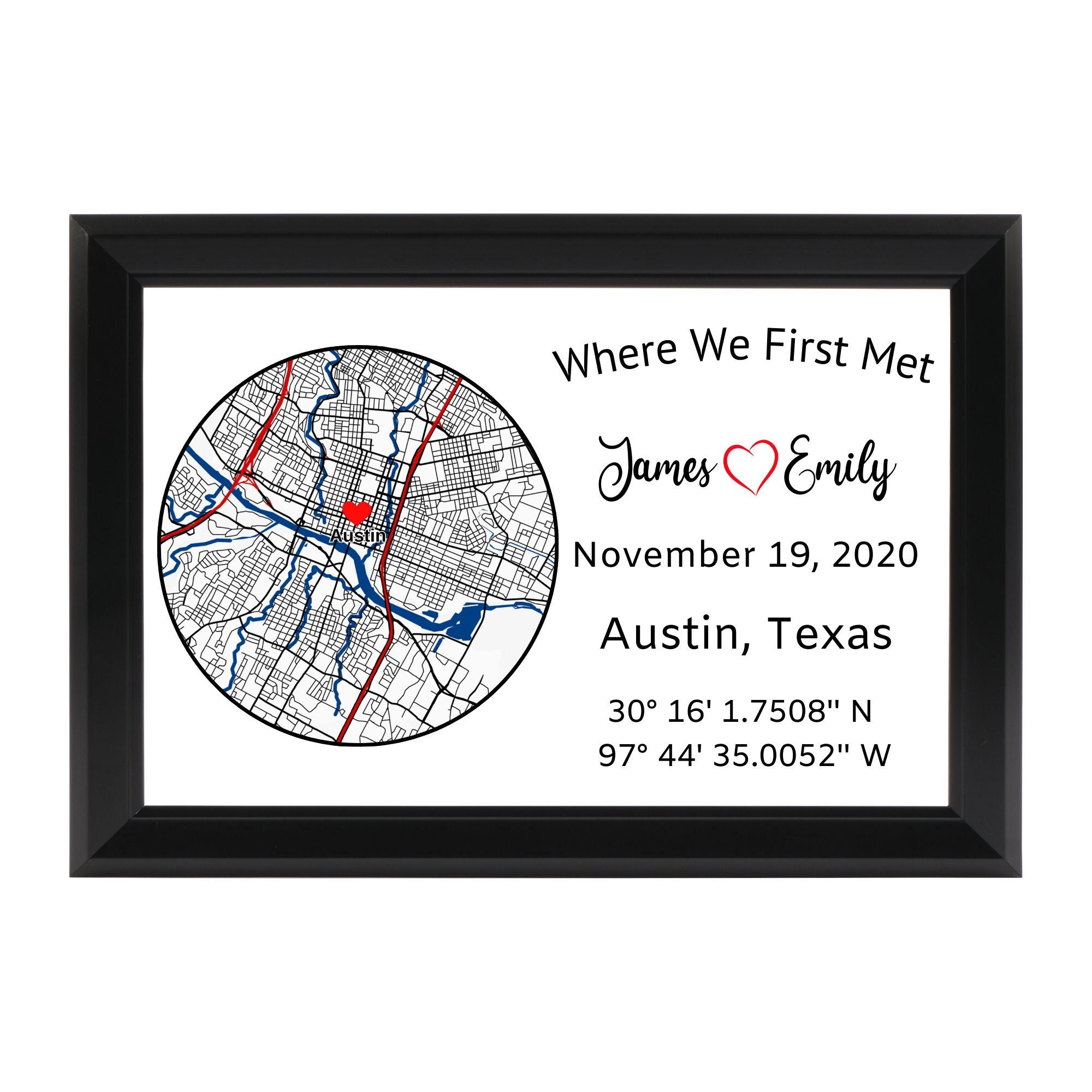 Customizable Where We First Met Map, Personalized City Map Print With ...