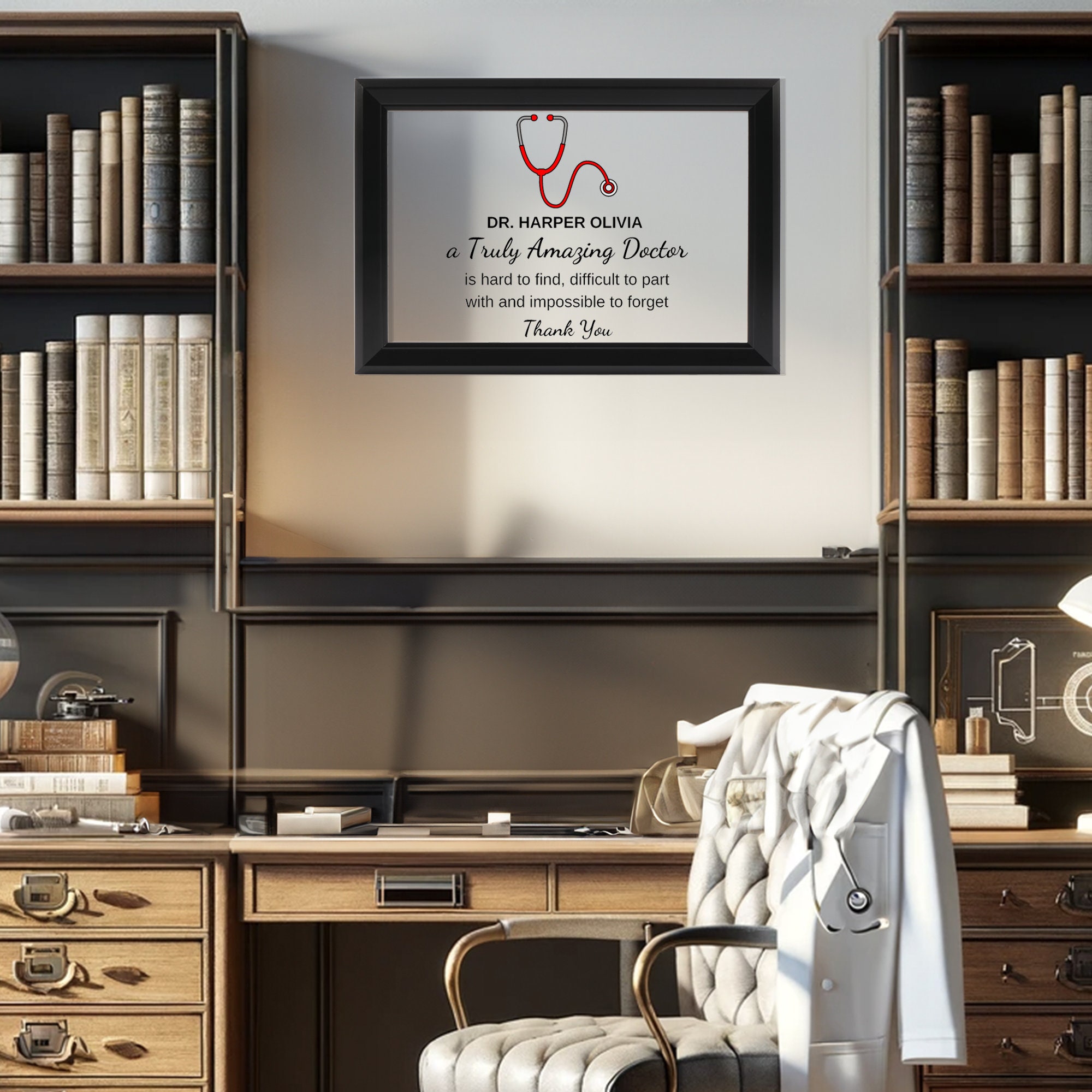 Personalized Glass Doctor Name Sign With Heart-shaped Stethoscope ...