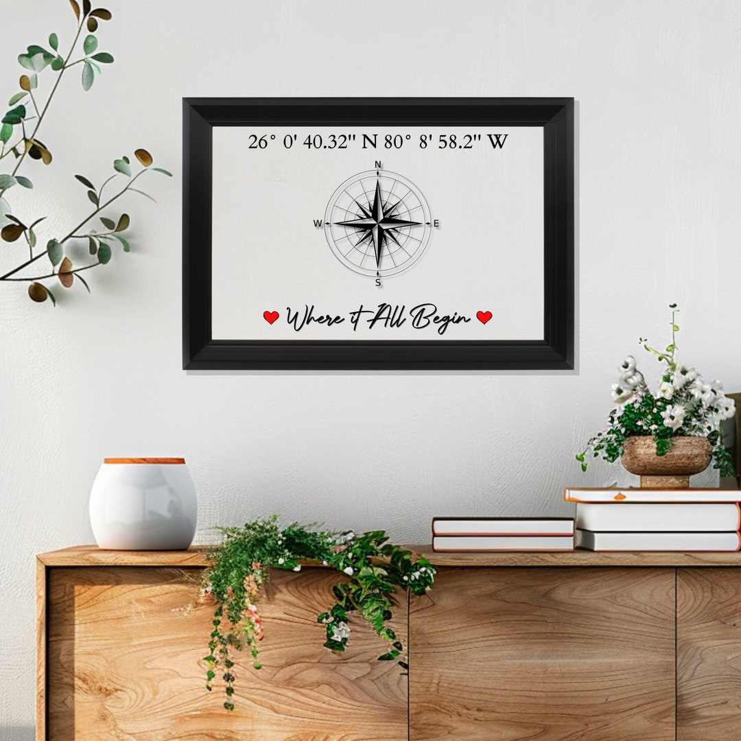 Custom Gps Coordinates Sign With Special Text, Personalized Anniversary ...