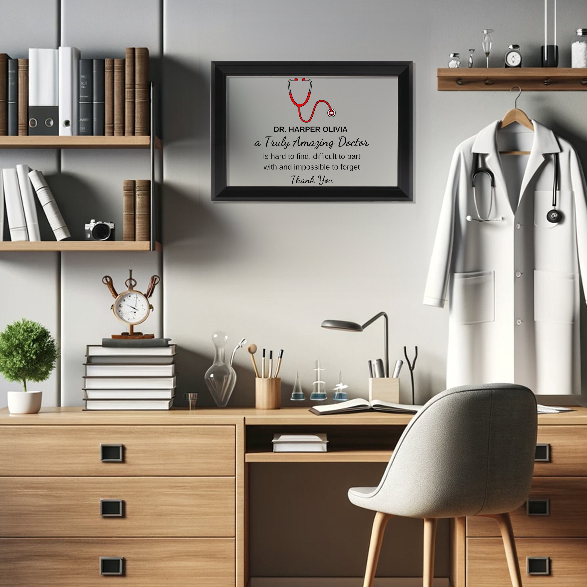 Personalized Glass Doctor Name Sign With Heart-shaped Stethoscope ...