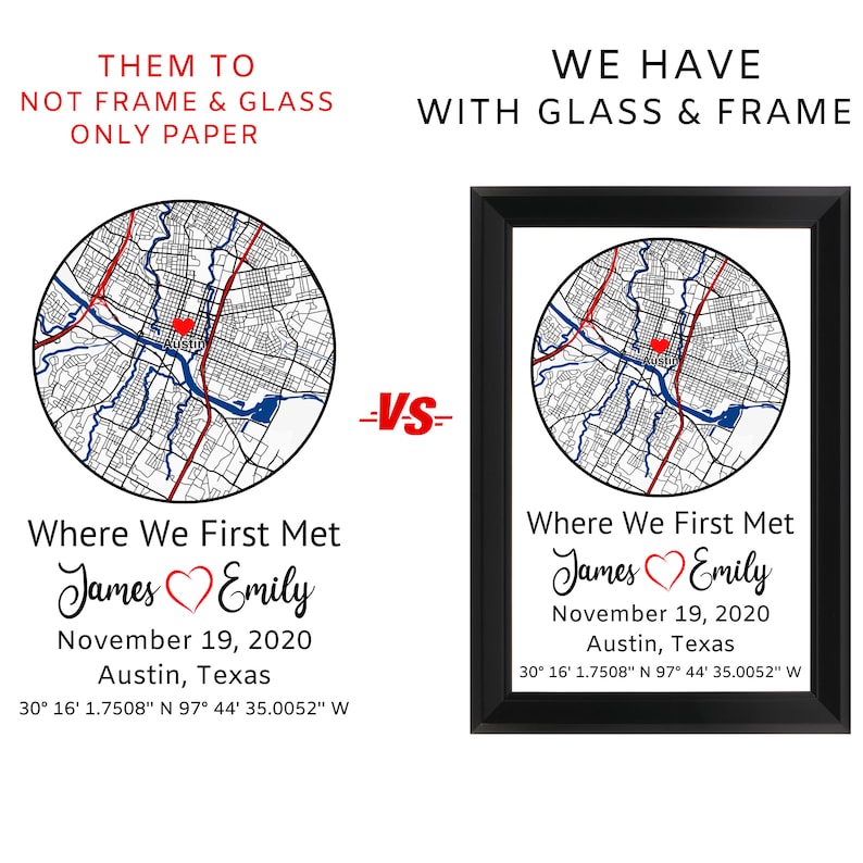 Customizable Where We First Met Map, Personalized City Map Print With ...