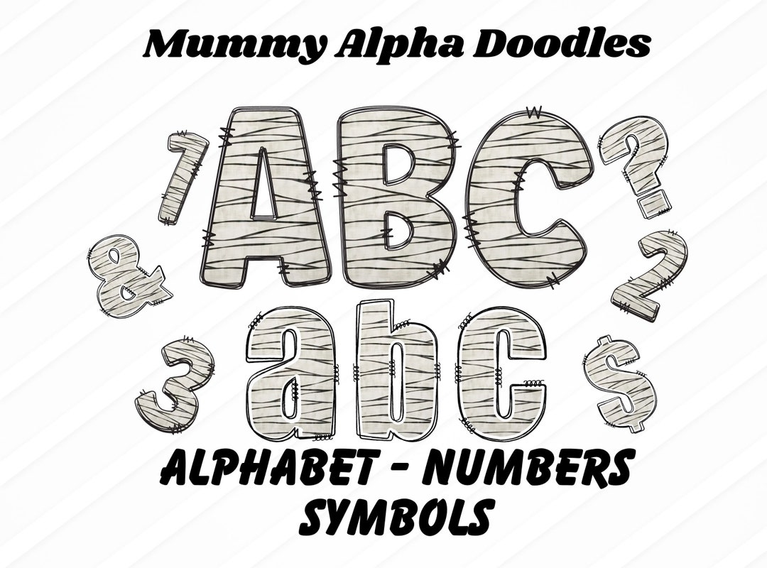 Mummy Wrap Letter Doodle Alphabet, Halloween Letters, Spooky ...
