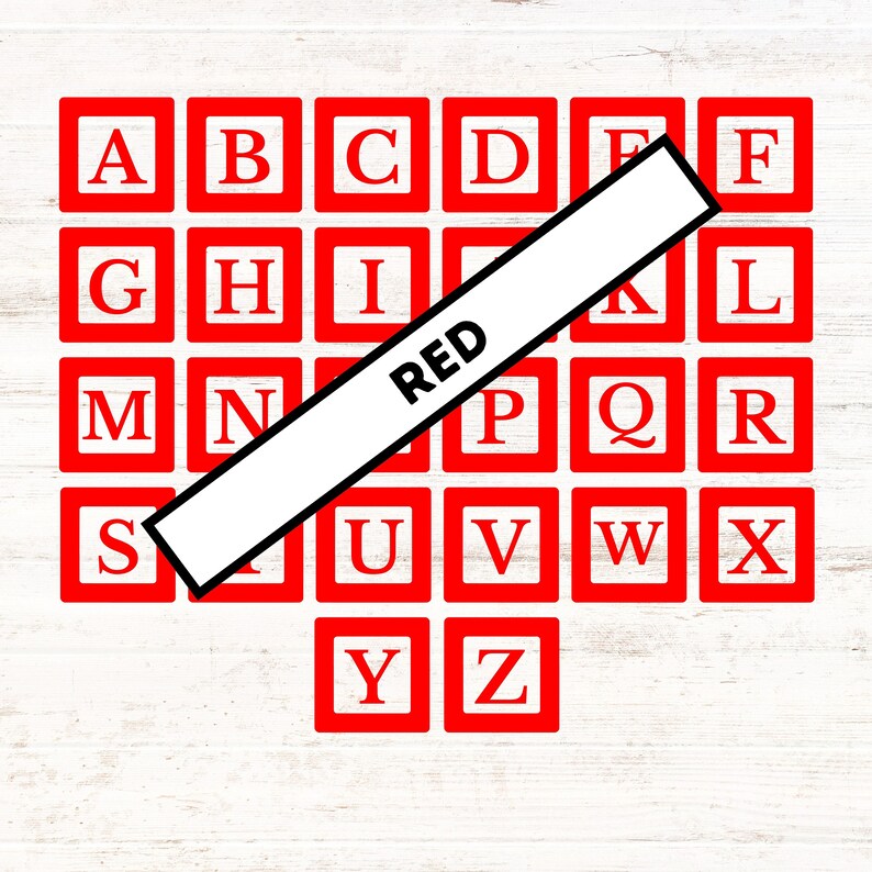 Alphabet Baby Blocks Bundle, 6 Color Sets, PNG & Editable SVG, Red ...
