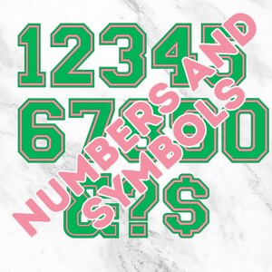 Green & Pink Doodle Alphabet: Varsity Letters PNG SVG (digital Download ...