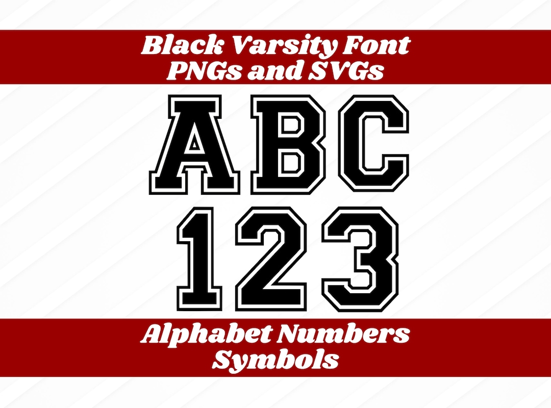 Varsity Alphabet, Numbers and Symbols, College Collegiate Athletic ...