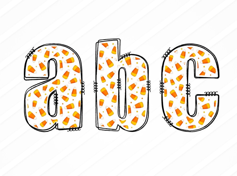 Candy Corn Letter Doodle Alphabet, Halloween Letters, Spooky ...