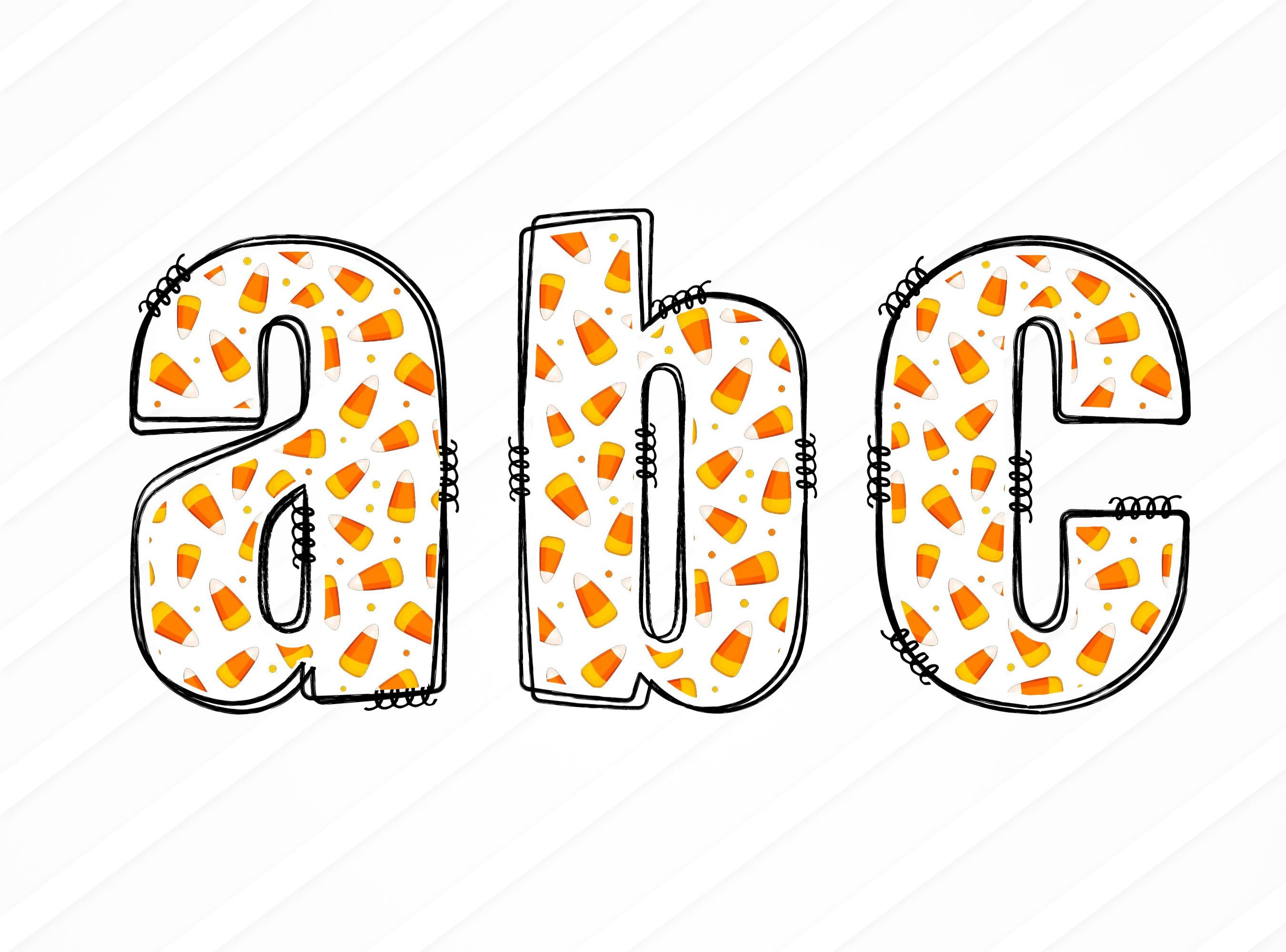 Candy Corn Letter Doodle Alphabet, Halloween Letters, Spooky ...