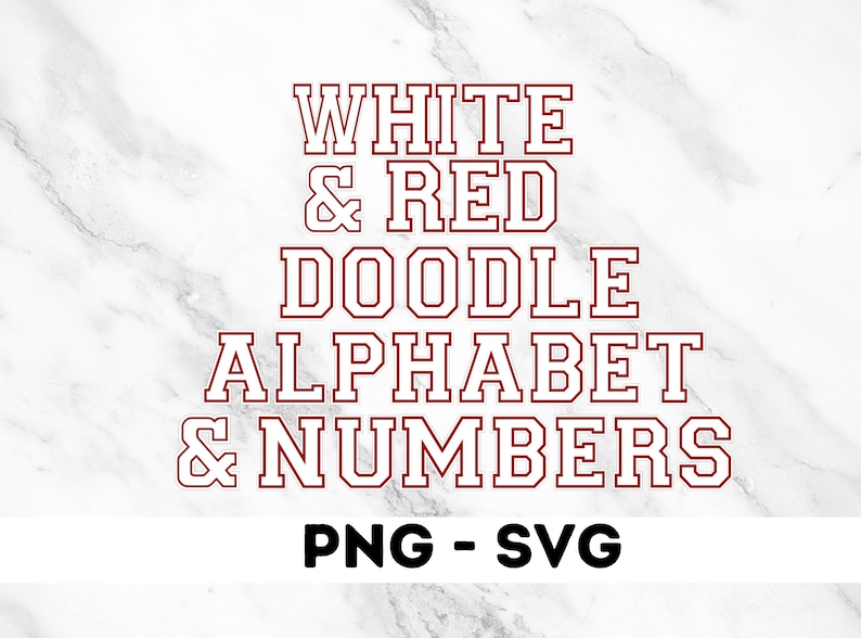Red and White Doodle Alphabet: Varsity Letters (PNG, SVG) - Etsy