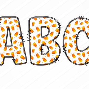 Candy Corn Letter Doodle Alphabet Halloween Letters Spooky - Etsy