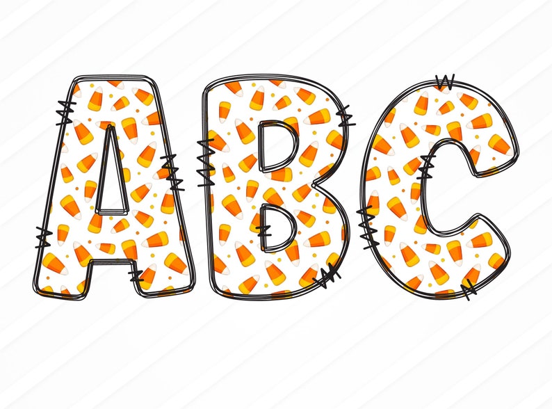 Candy Corn Letter Doodle Alphabet, Halloween Letters, Spooky ...