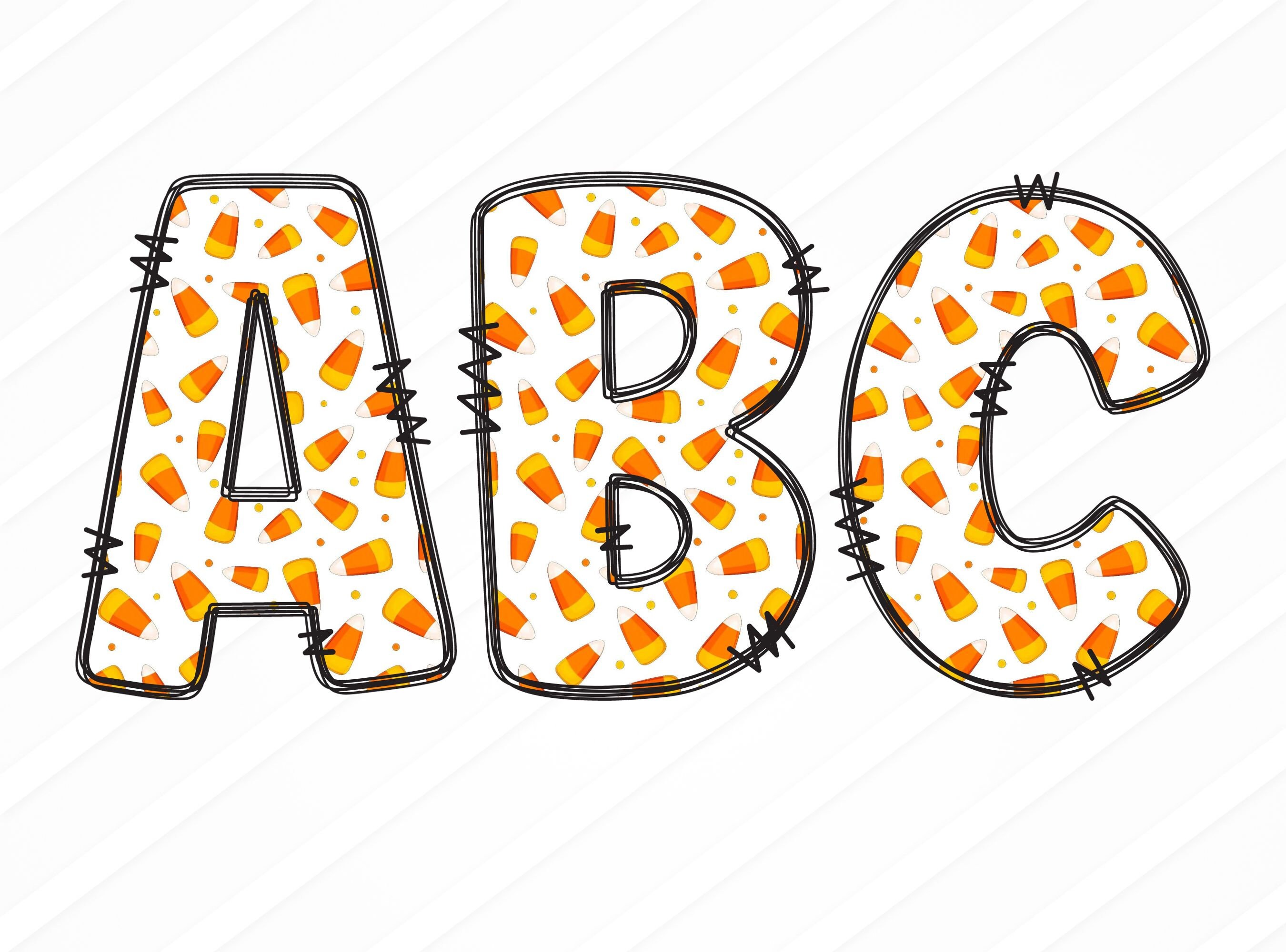 Candy Corn Letter Doodle Alphabet, Halloween Letters, Spooky ...