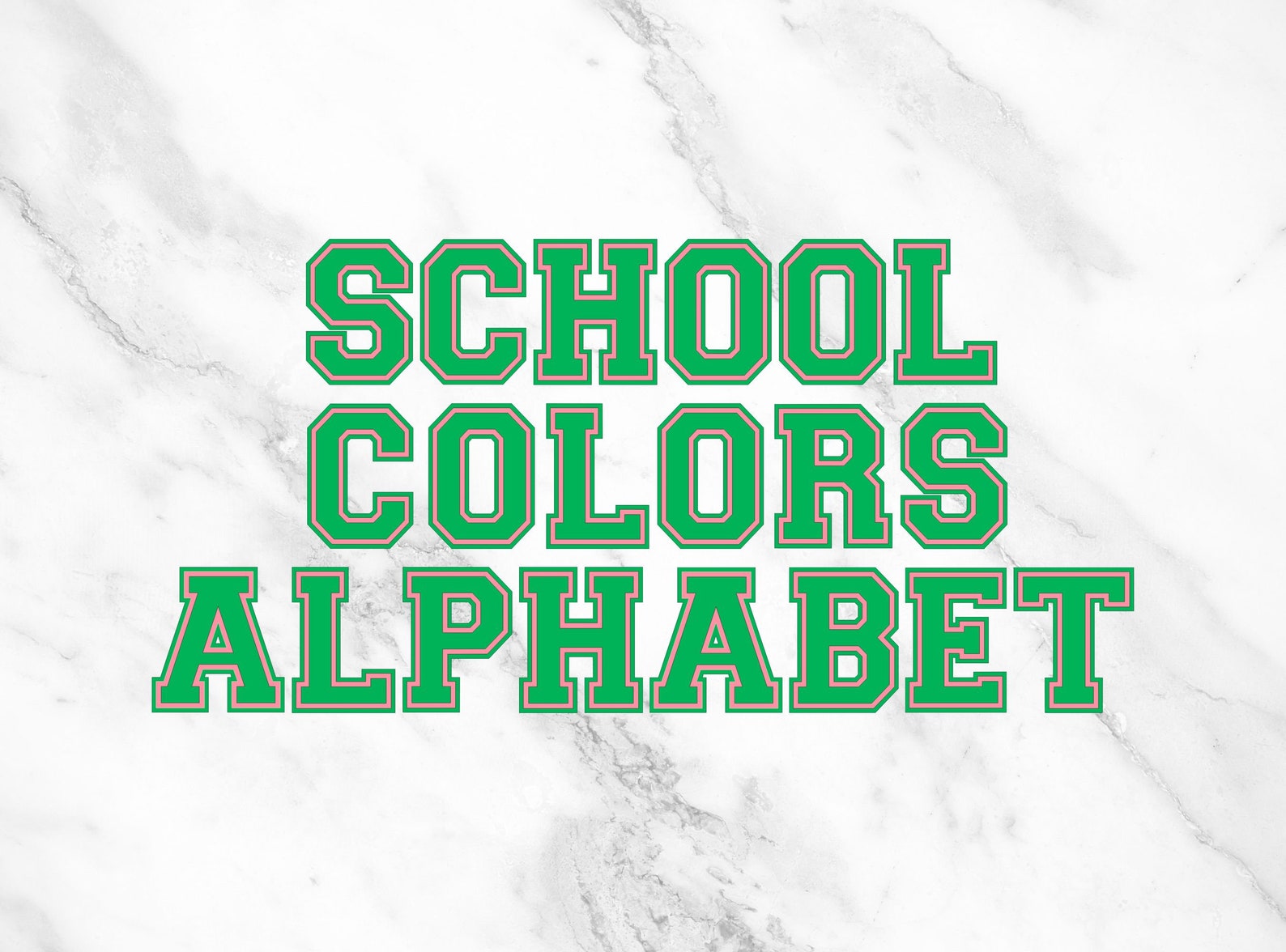 Green & Pink Doodle Alphabet: Varsity Letters PNG SVG (digital Download ...