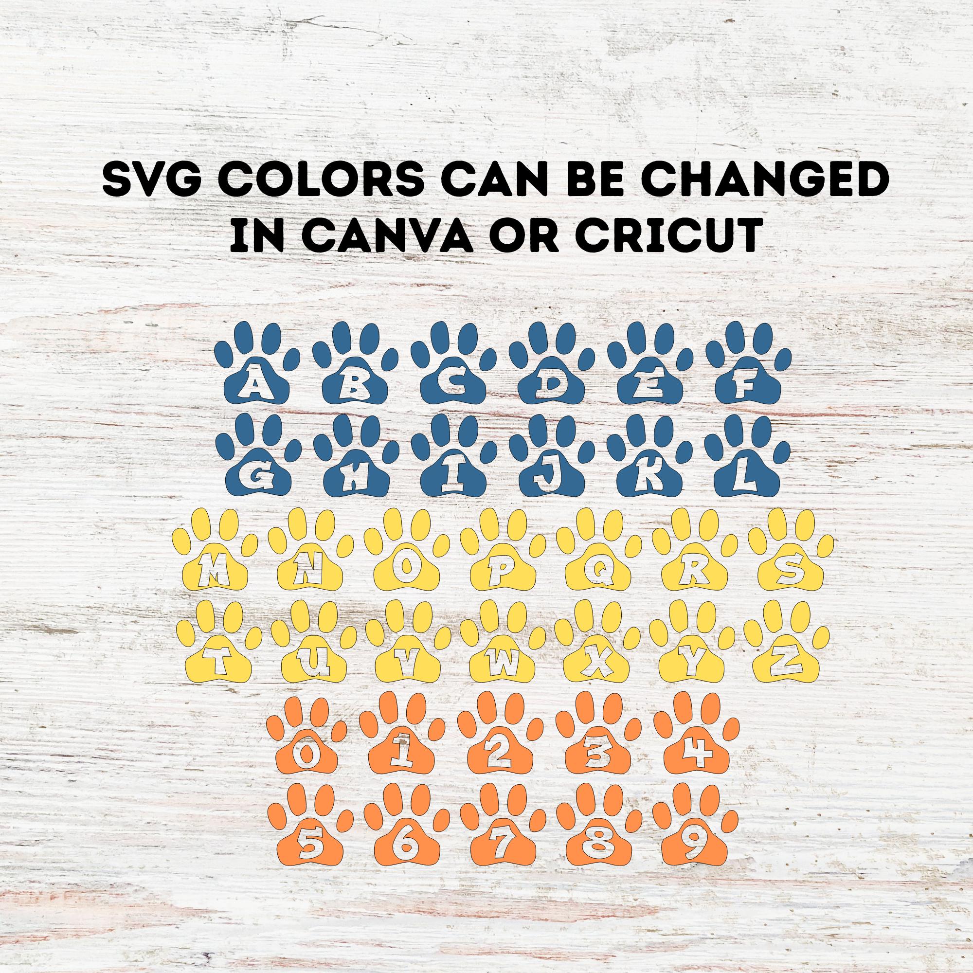 Paw Print Alphabet SVG Bundle: Pet Font, Numbers, Graphics (commercial ...