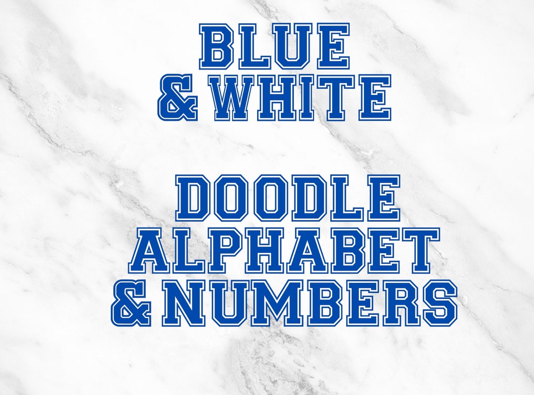 Blue and White Doodle Alphabet Custom Color Alphabet Letters - Etsy