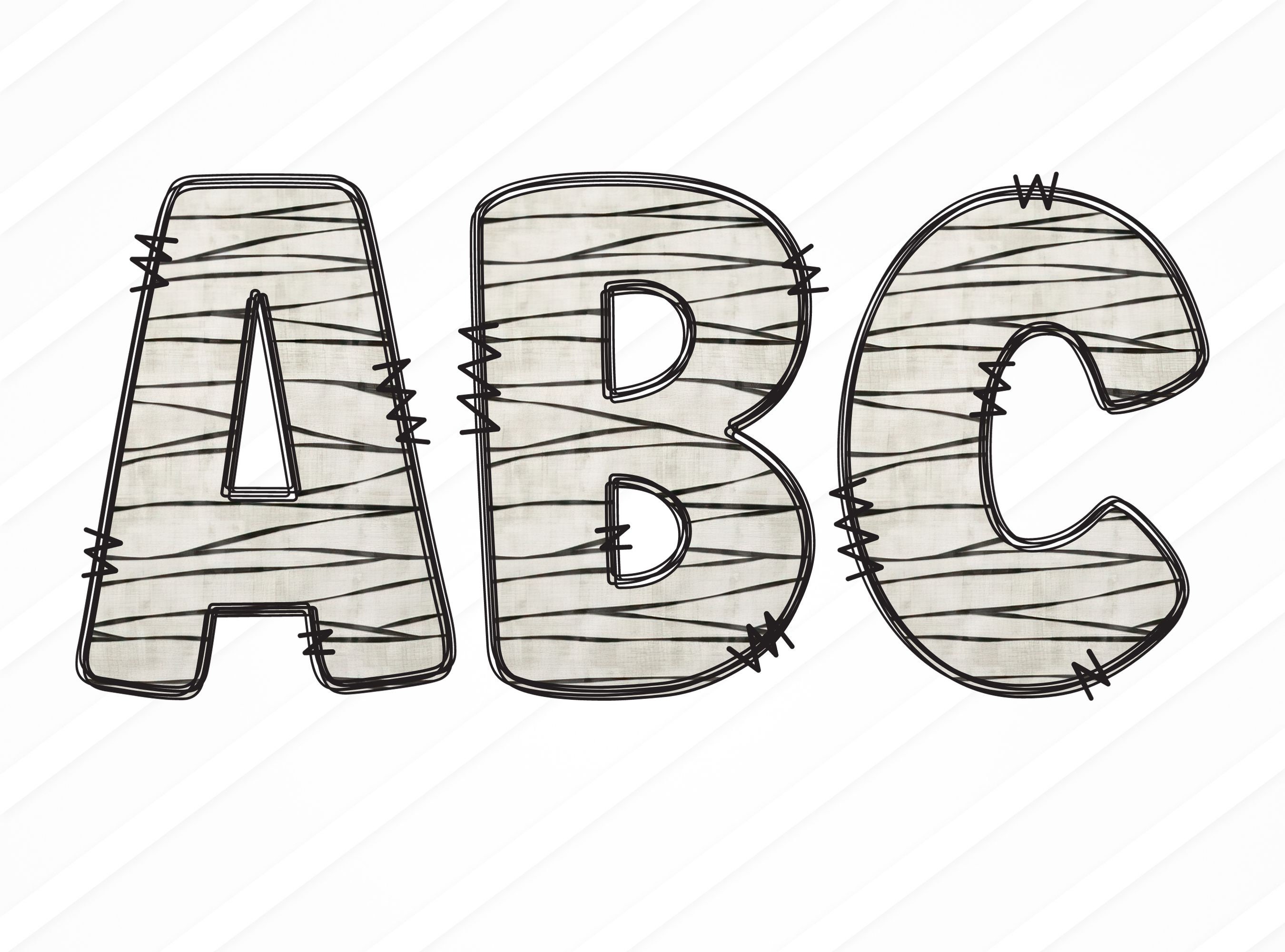 Mummy Wrap Letter Doodle Alphabet, Halloween Letters, Spooky ...