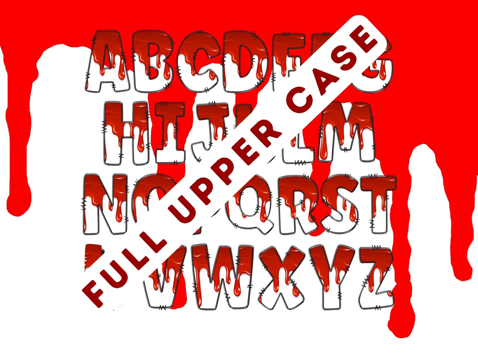 Bloody Drips Doodle Alphabet, Halloween Letters, Spooky Sublimation ...