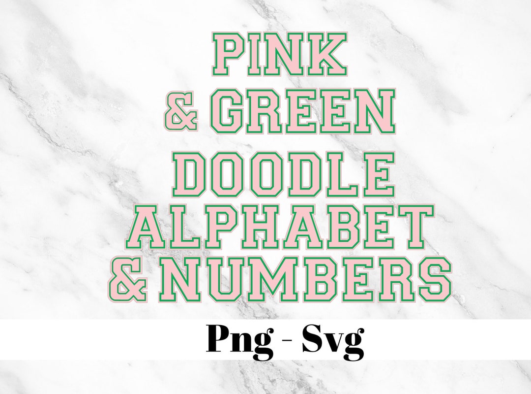 Pink and Green Doodle Alphabet Custom Color Alphabet Letters - Etsy