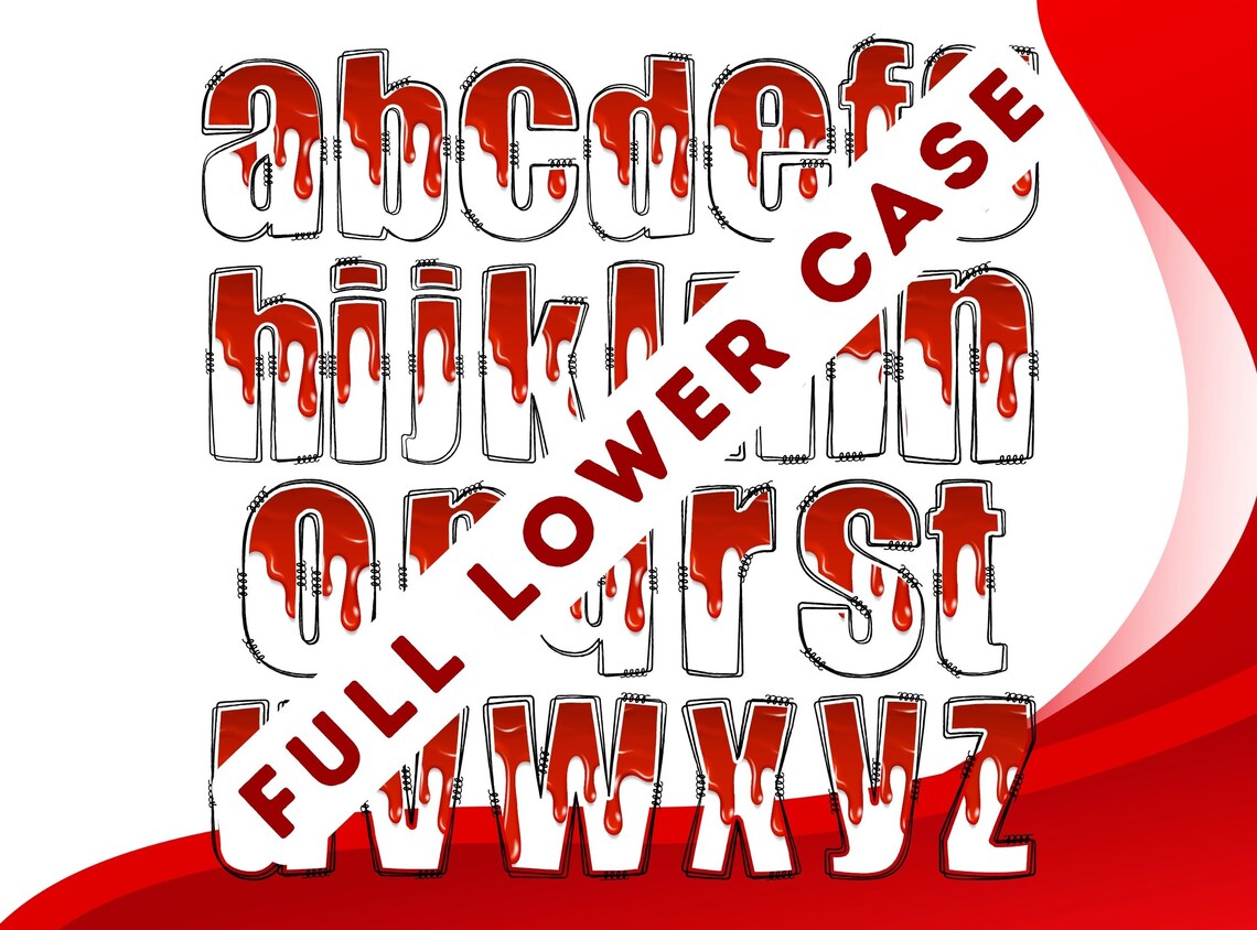 Bloody Drips Doodle Alphabet, Halloween Letters, Spooky Sublimation ...