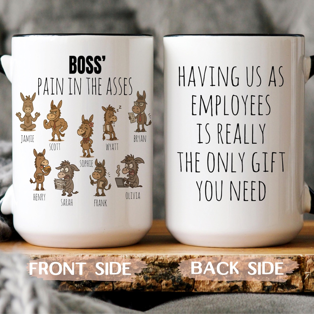 Funny Boss Gift, Custom Donkey Team Mug With Names, Personalized Office ...