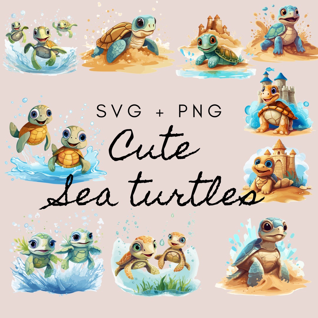 10 Sea Turtle Svg Bundle, Turtle Png Bundle, Turtle Cut Files, Turtle ...