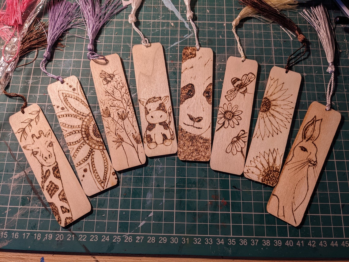Wood Burnt Bookmarks - Etsy UK