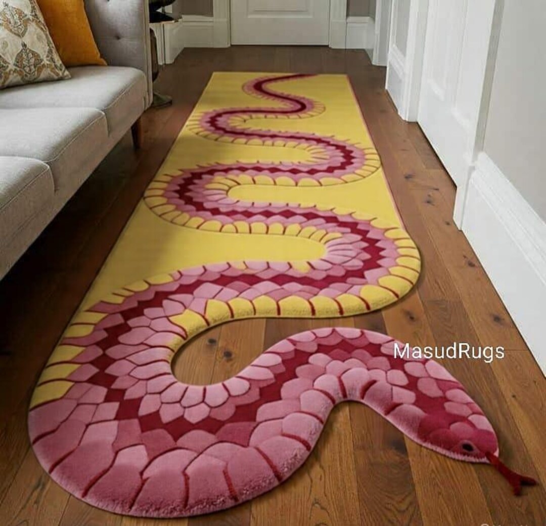 3d Hand-tufted Snake Rug Irregular Runner for Hallways | Cozy Animal ...