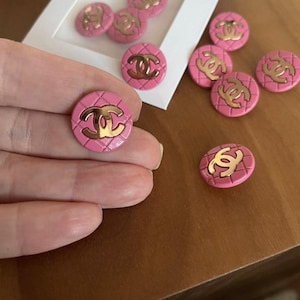 Vintage Authentic Chanel Buttons Set of 10 Iron Pink Gold 20 Mm CC Logo ...