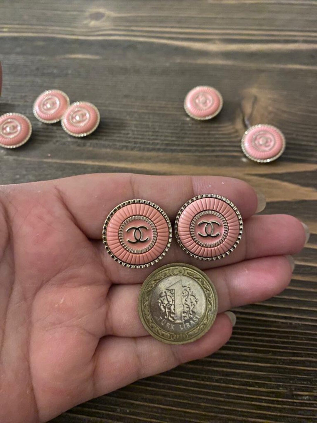 Vintage Authentic Chanel Buttons Set of 10 Iron Pink Gold CC - Etsy