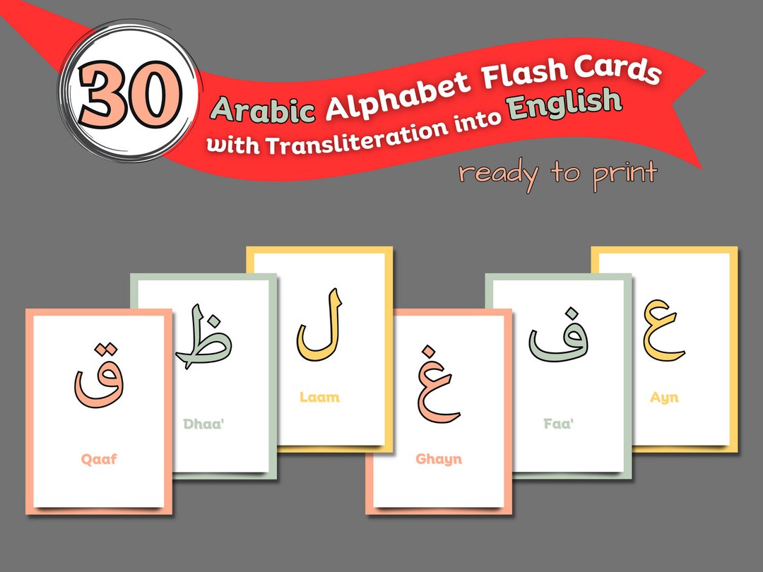 Arabic Alphabet Flash Cards With Transliteration Into English - Etsy