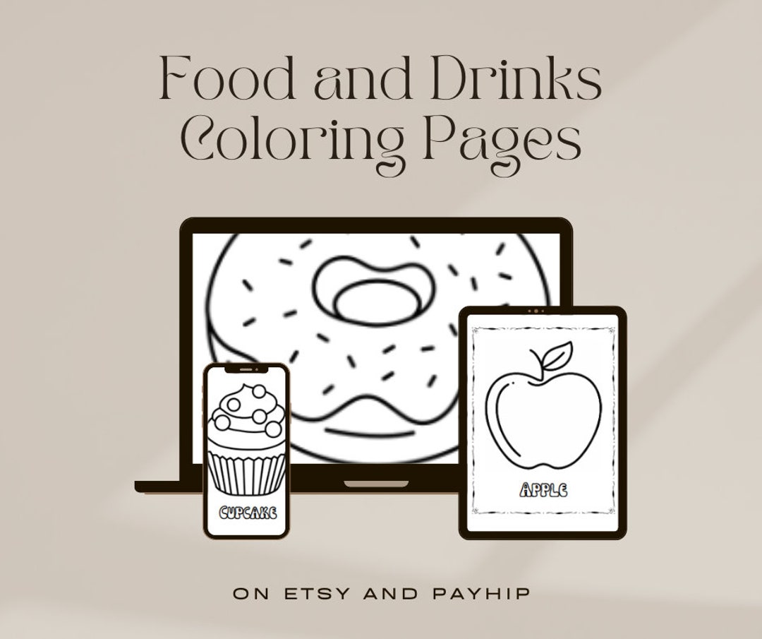 Food and Drinks Coloring Pages for Kids - Etsy