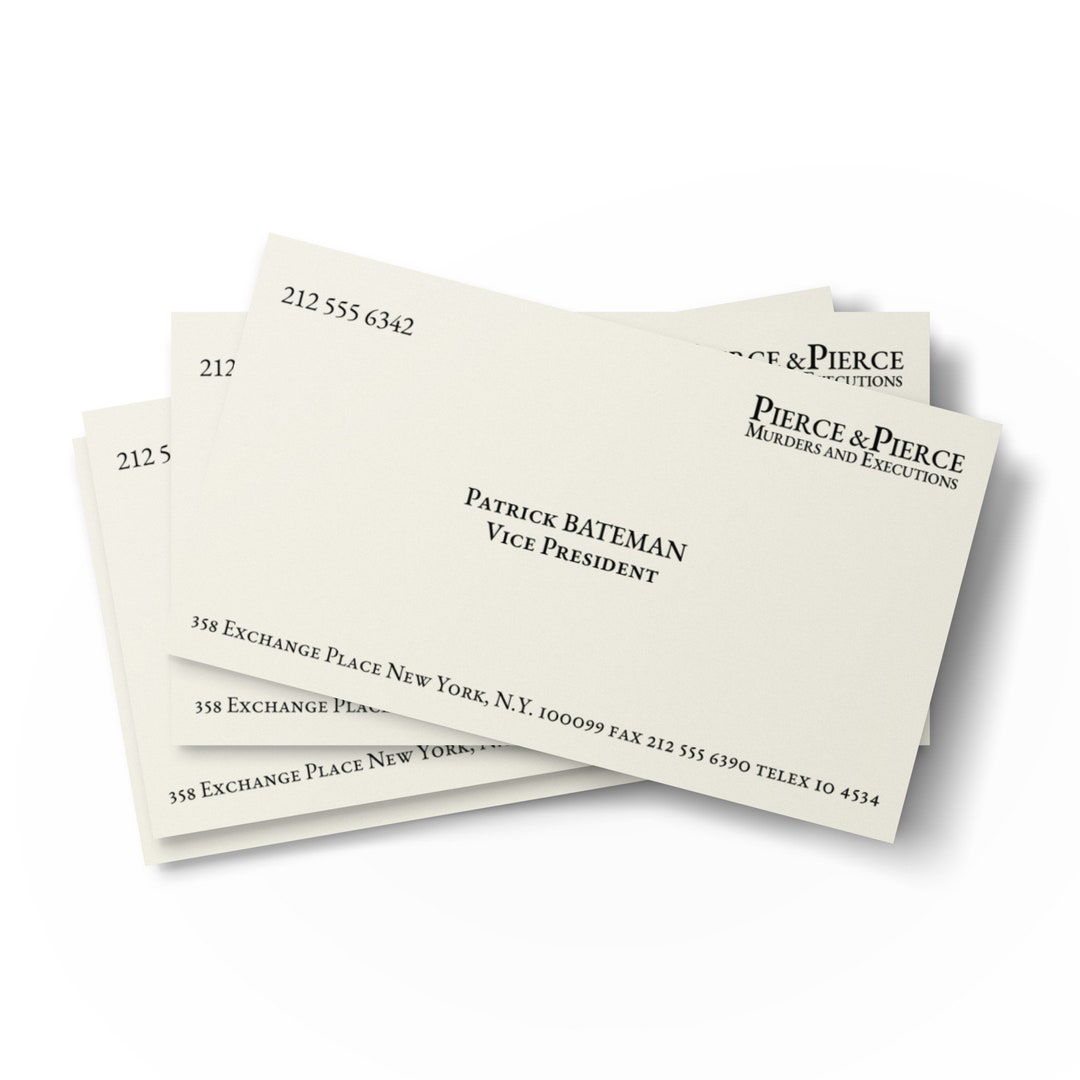 Patrick Bateman Pierce & Pierce Set of Business Cards - Etsy