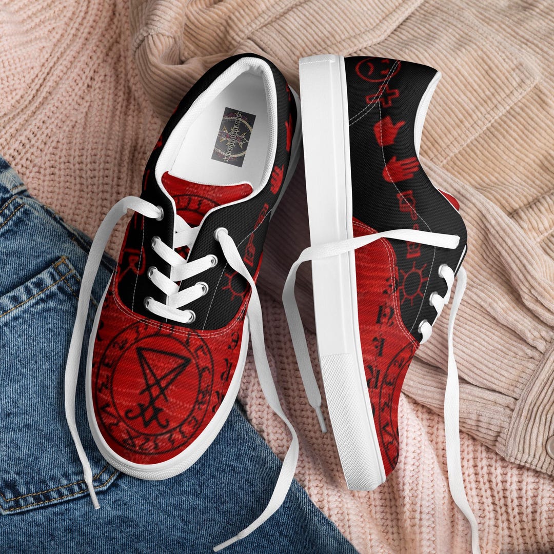 Lucifer Sigil Lace-up Canvas Shoes for Women, Occult Sneakers, Witchy ...