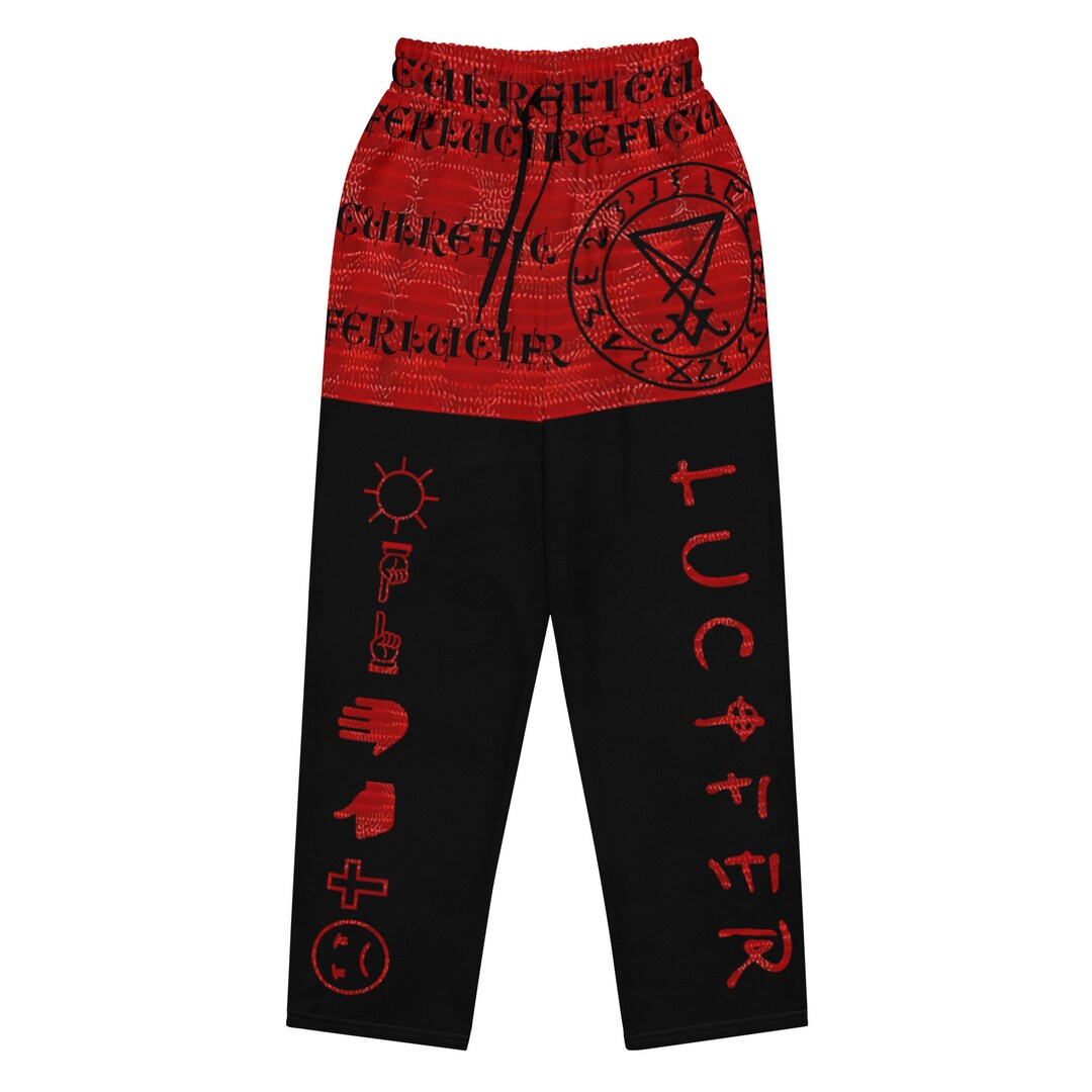 Lucifer Sigil Joggers, Wide-leg Sweatpants, Occult Symbol Lounge Pants ...