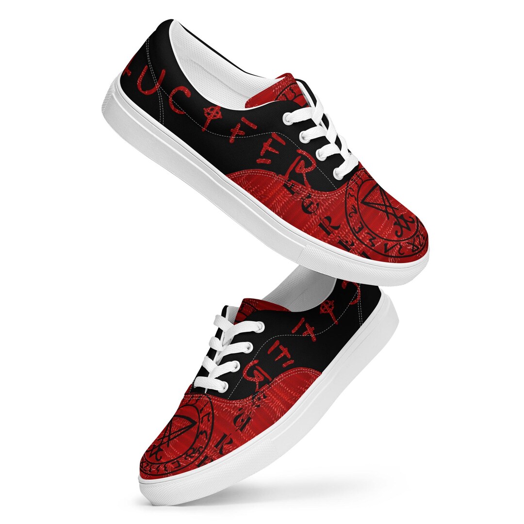Lucifer Sigil Lace-up Canvas Shoes, Occult Symbol Sneakers, Custom ...